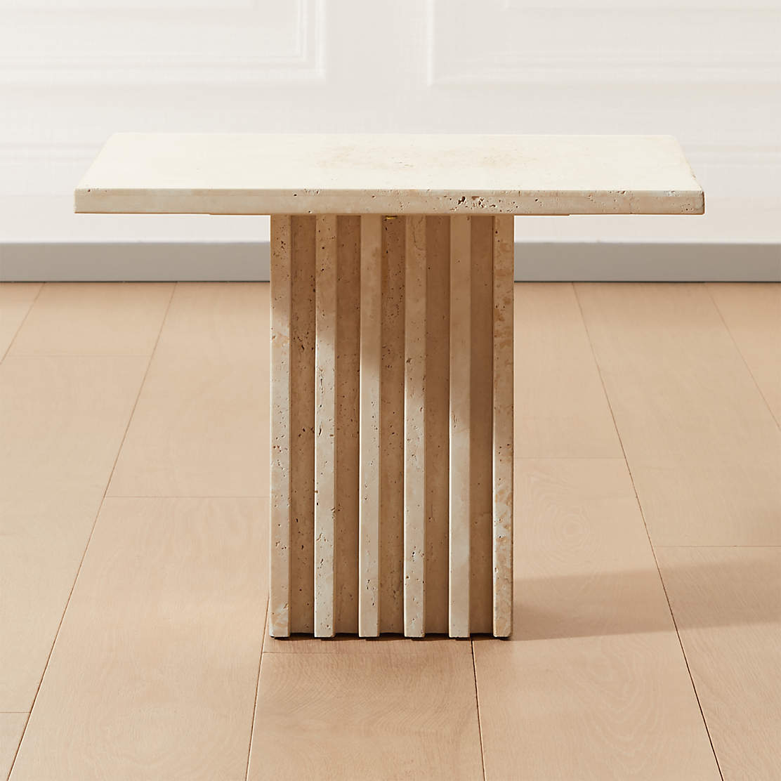 Carve Travertine Small Cocktail Table + Reviews | CB2