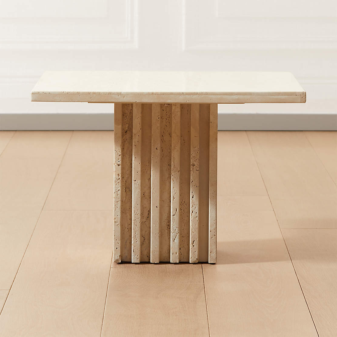 Carve Travertine Small Cocktail Table + Reviews | CB2