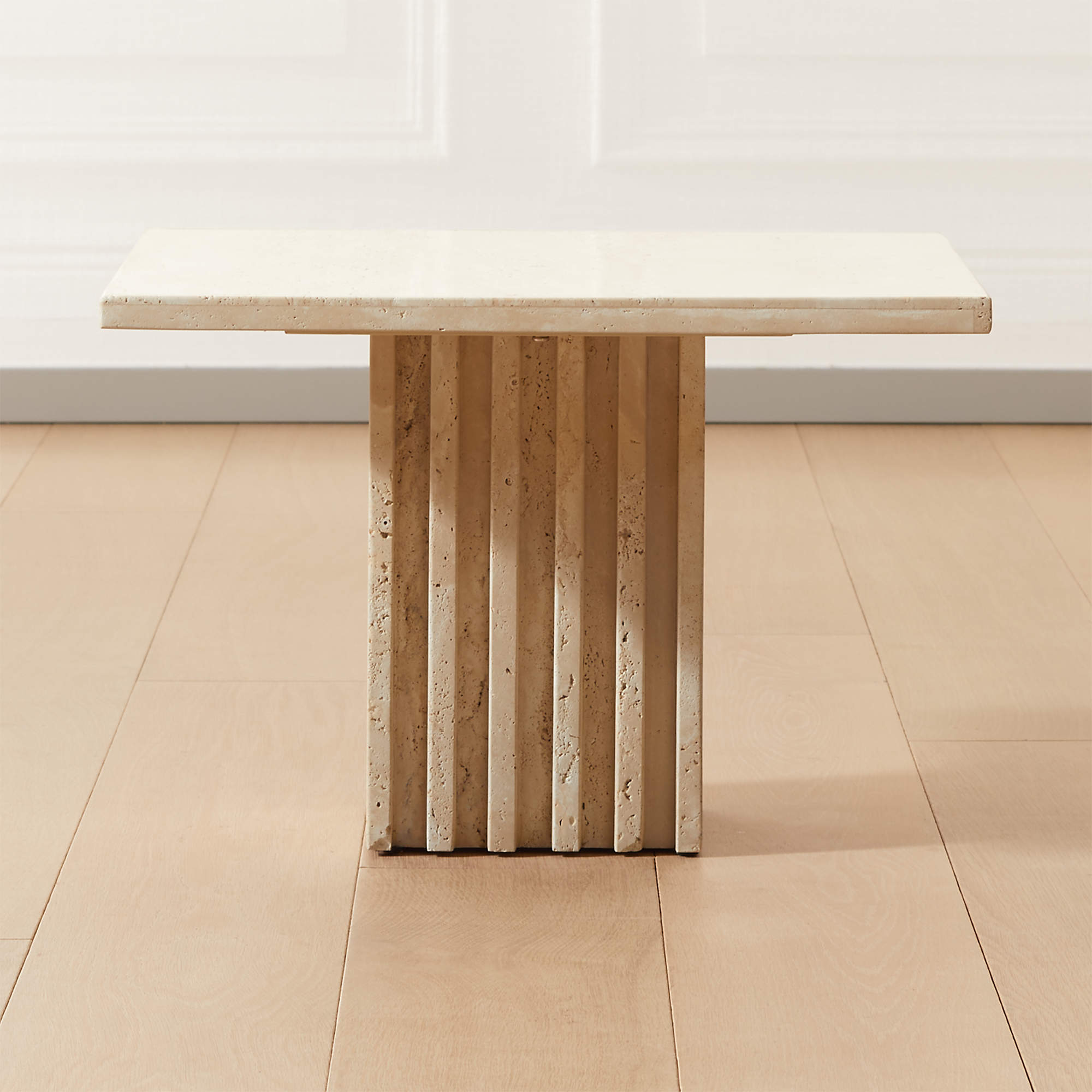 Carve Travertine Medium Modern Cocktail Table + Reviews | CB2