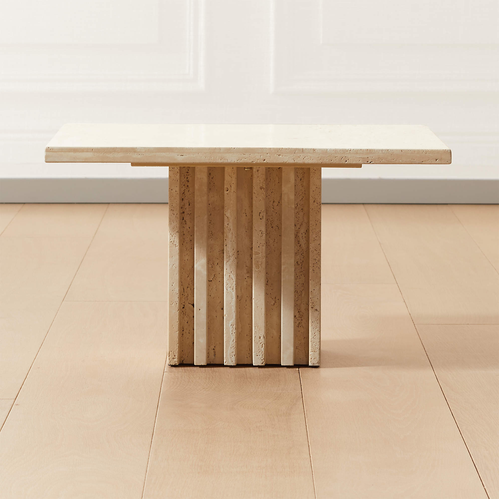 Carve Travertine Small Cocktail Table + Reviews | CB2 Canada