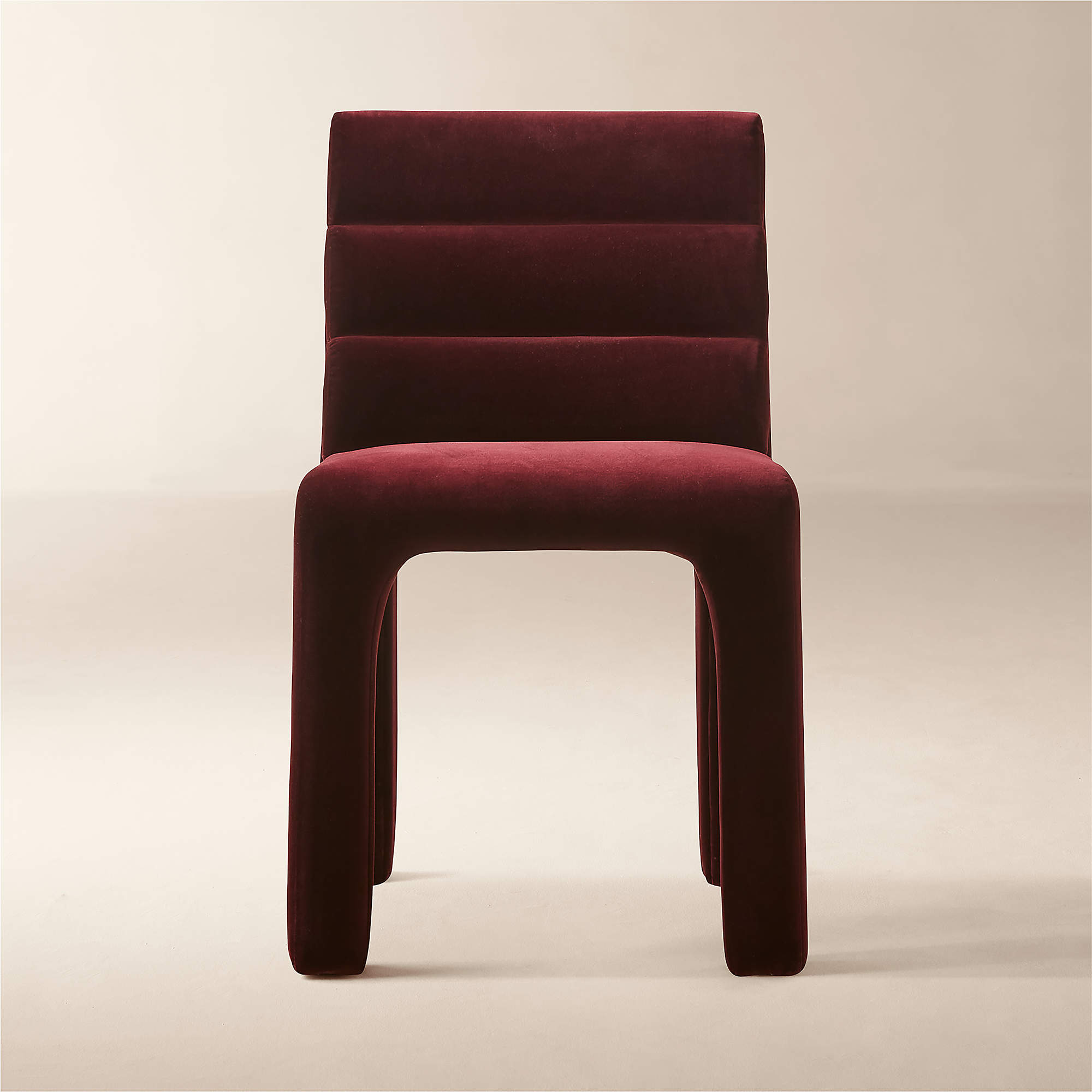 Castell Channeled Burgundy Upholstered Dining Chair + Reviews | CB2