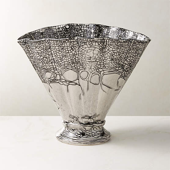 Aleksi Matte Black Patterned Glass Vase + Reviews | CB2