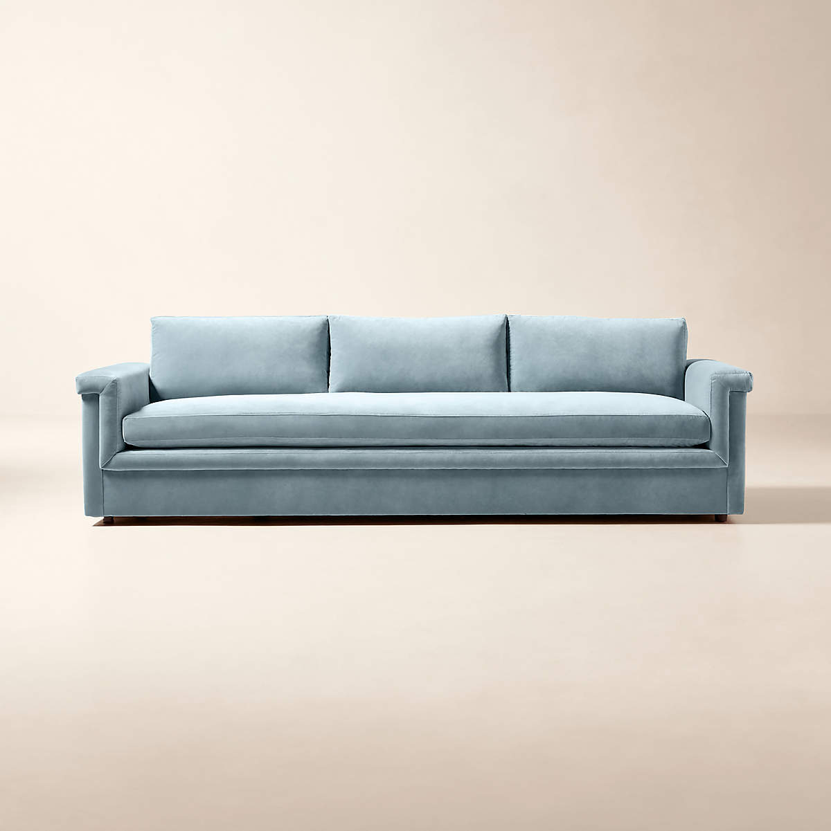 Ceva 103" Light Blue Performance Velvet Sofa + Reviews | CB2 Canada