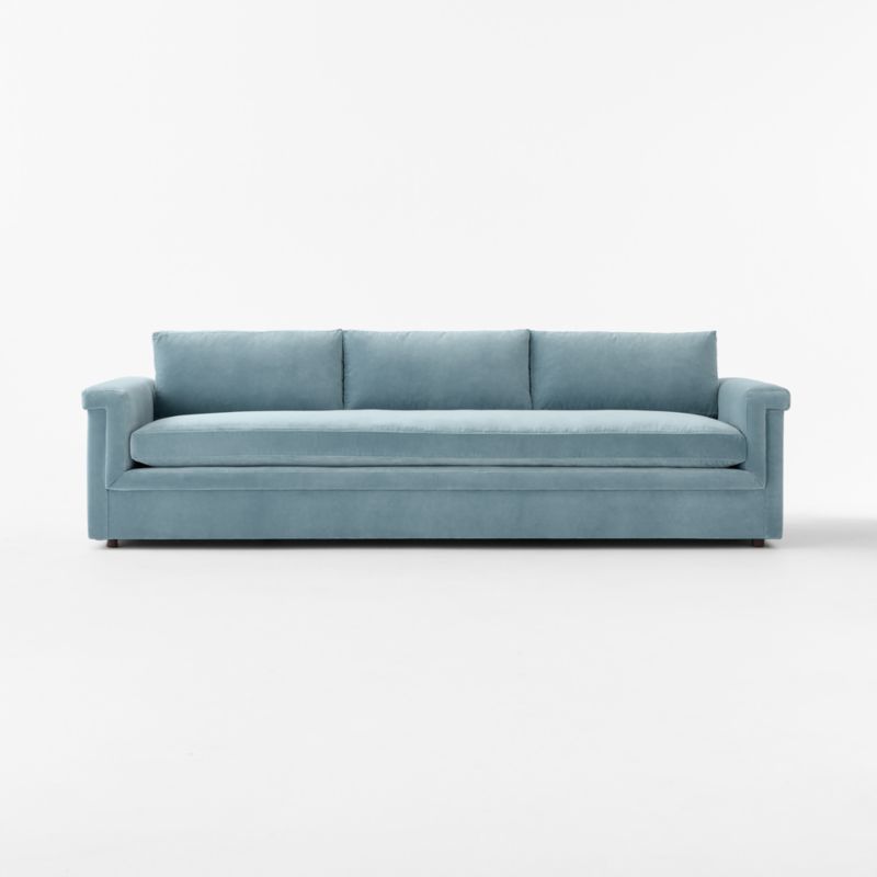 Ceva 103" Light Blue Performance Velvet Sofa + Reviews | CB2