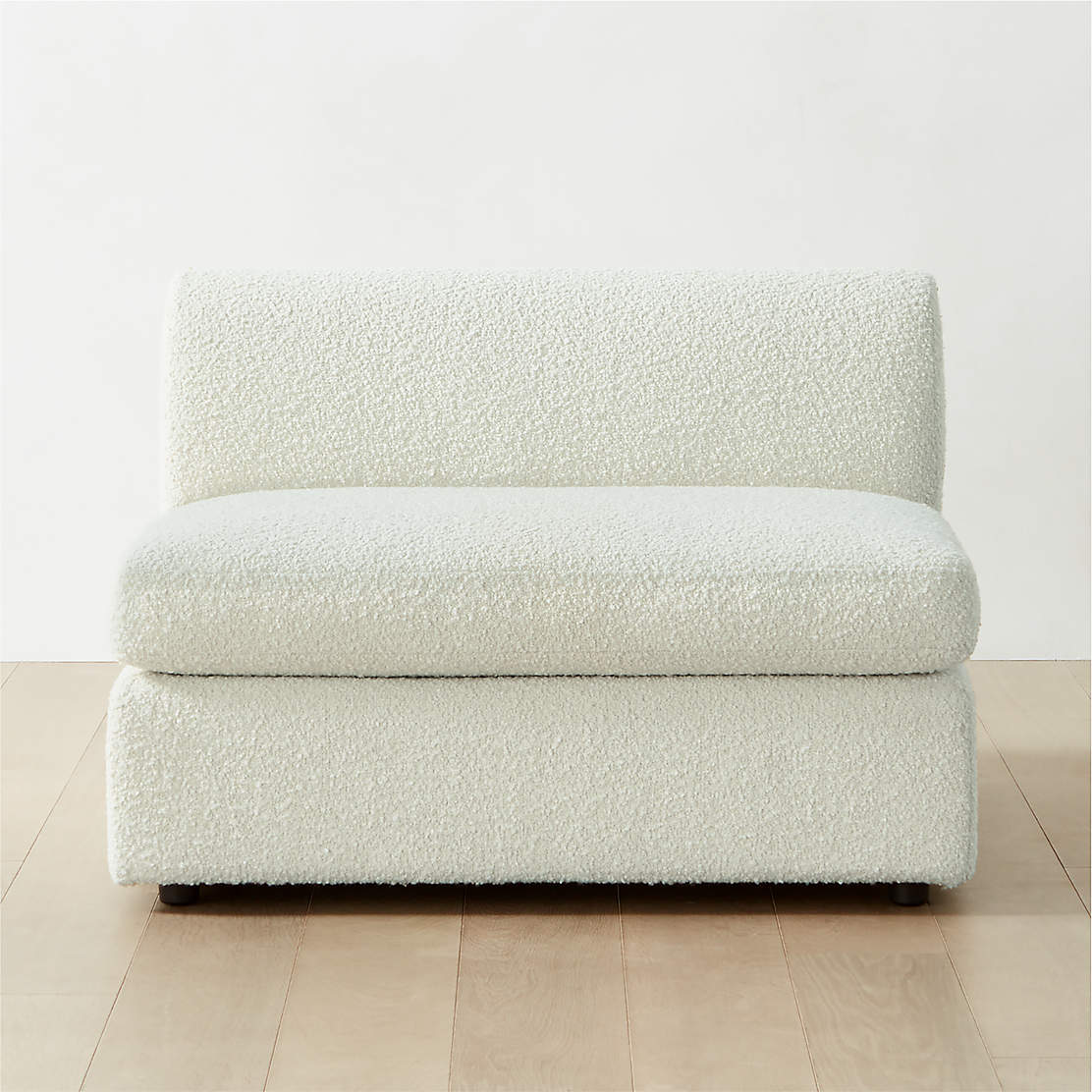 Salon Ivory Chenille Modern Armless Chair + Reviews | CB2