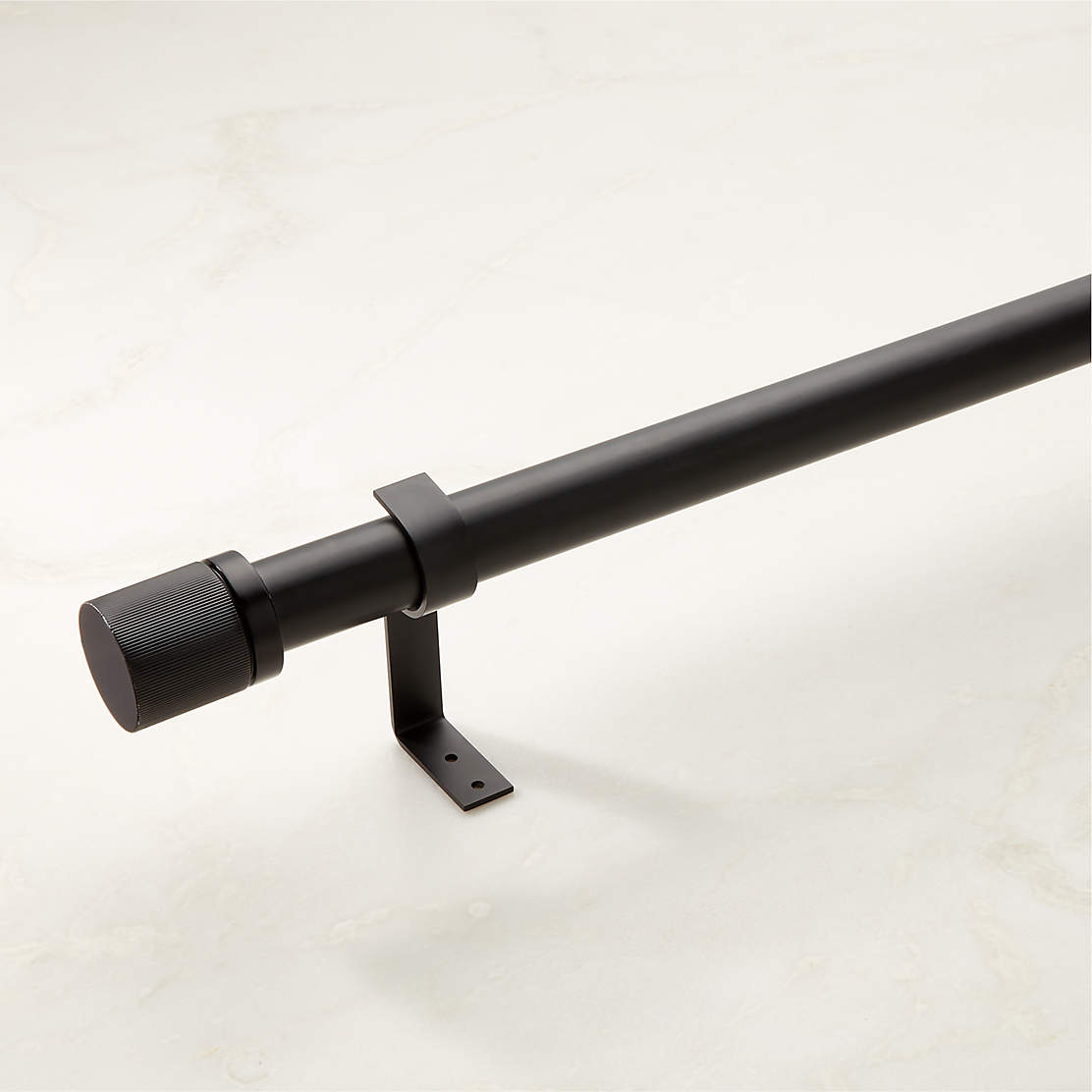 Porter Single Matte Black Curtain Rod 88"-120"x1.25" + Reviews | CB2