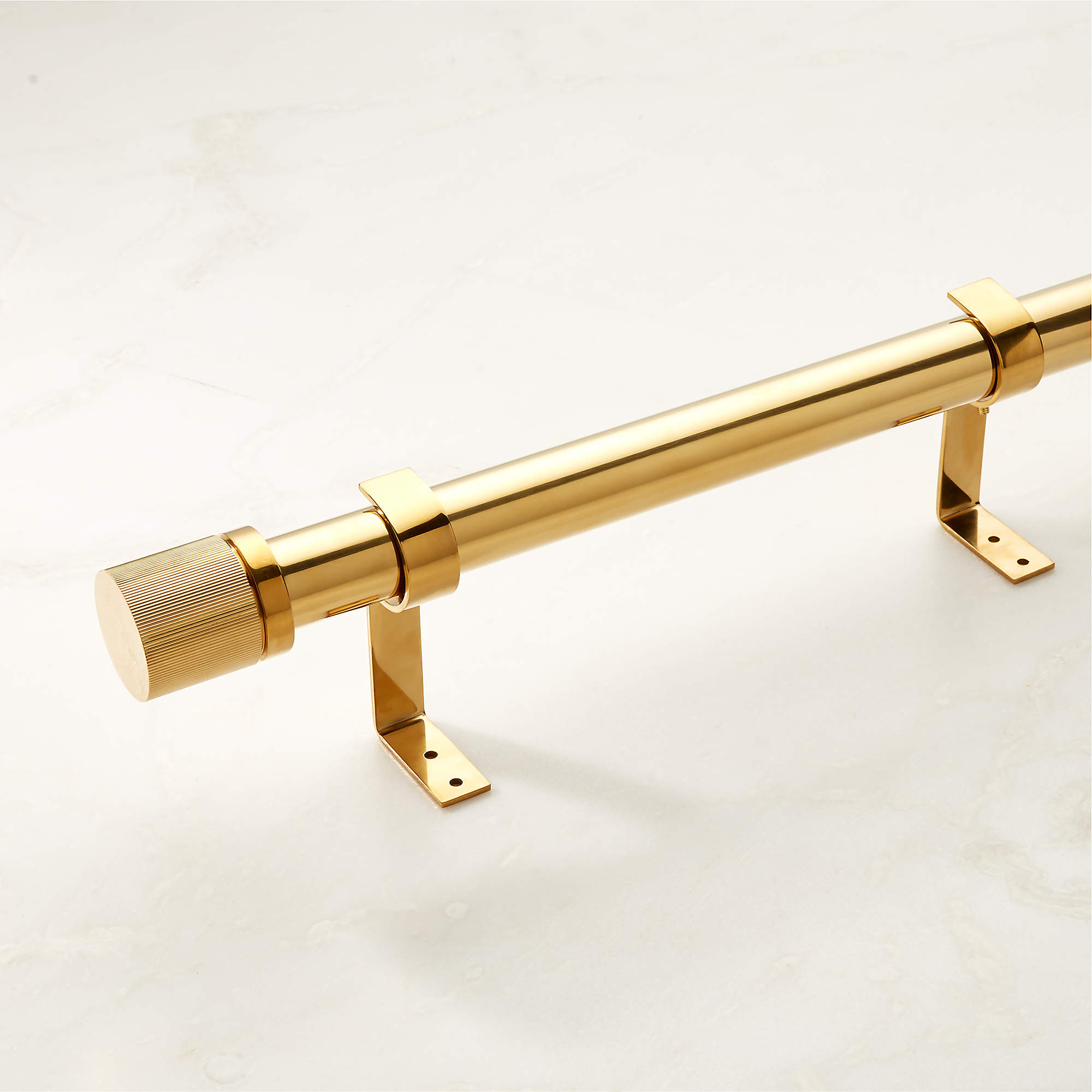 Chase Modern Polished Brass Adjustable Curtain Rod 88''-120" | CB2