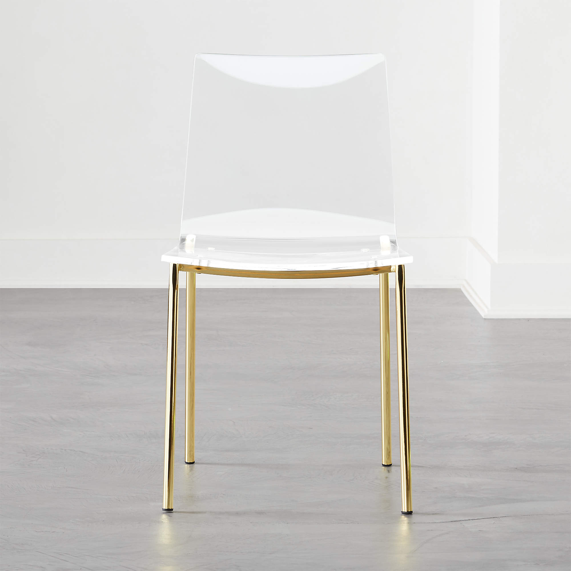 Chiaro Clear Modern Chair Gold + Reviews | CB2