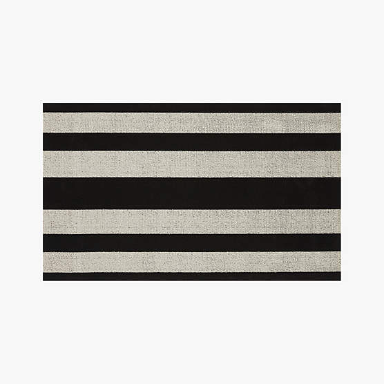 Aiden Modern White and Black Cotton Bath Mat 24"x36" + Reviews | CB2