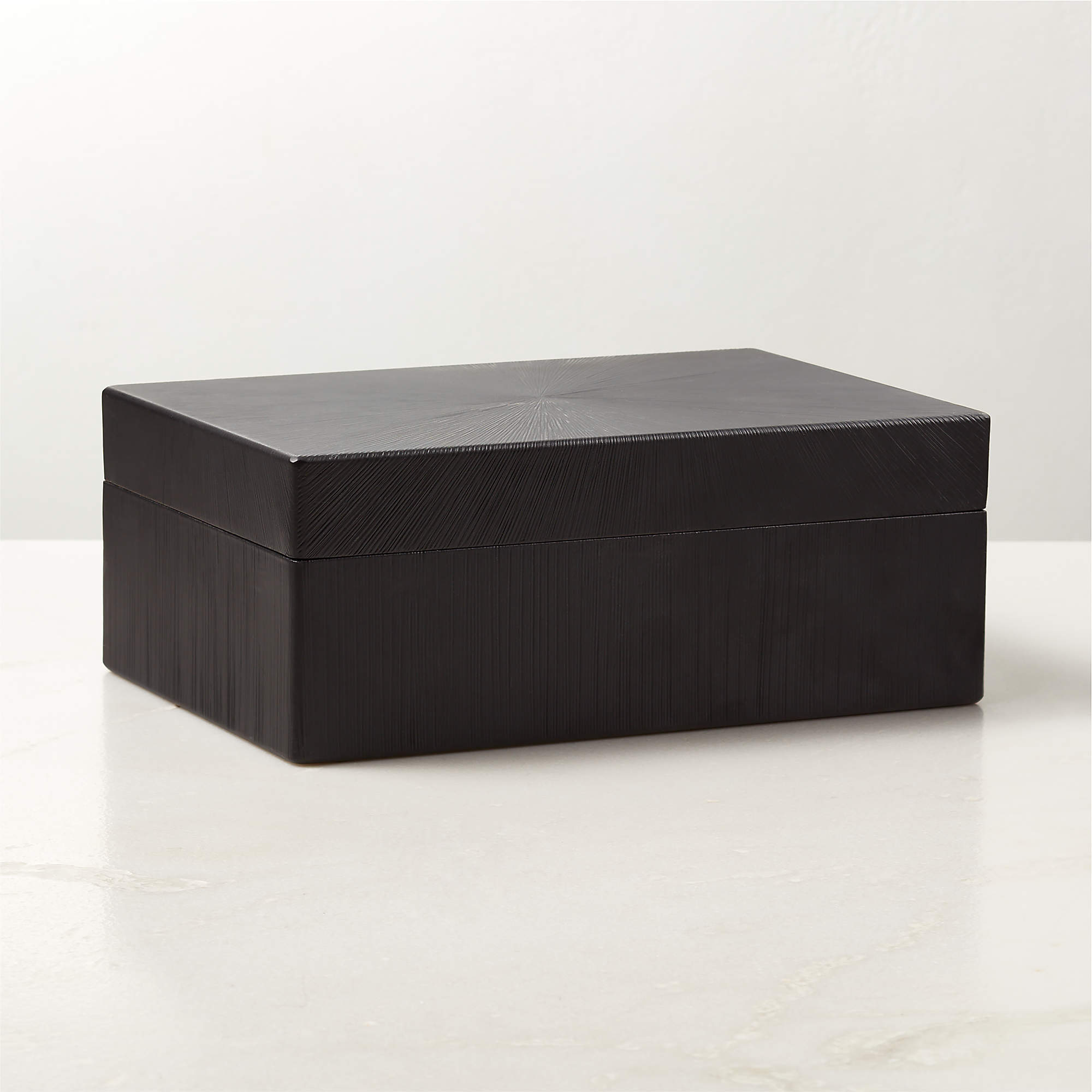 Karlo Chiseled Black Metal Storage Box Large | CB2