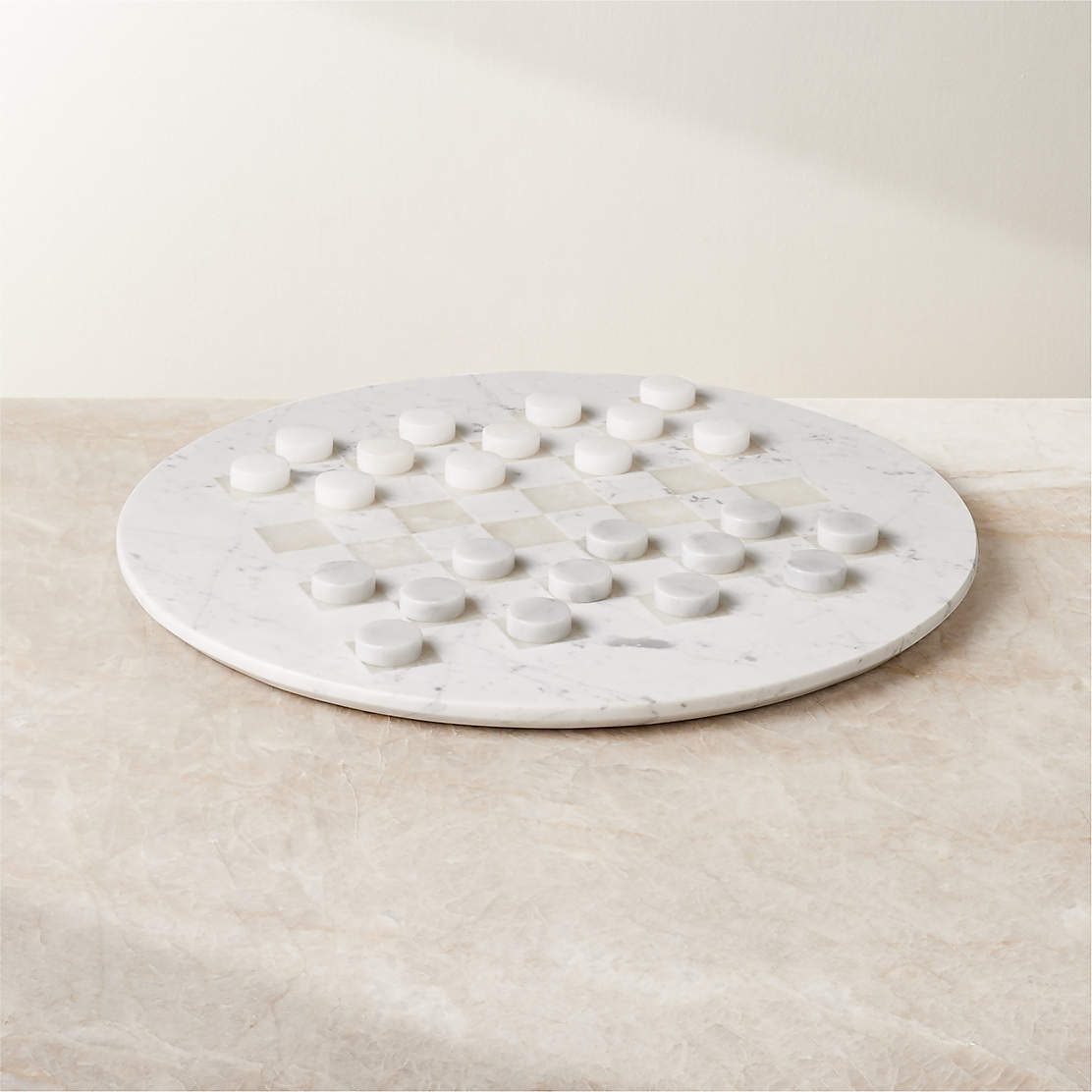 Lydi White Alabaster Solitaire Checkers Set + Reviews | CB2 Canada