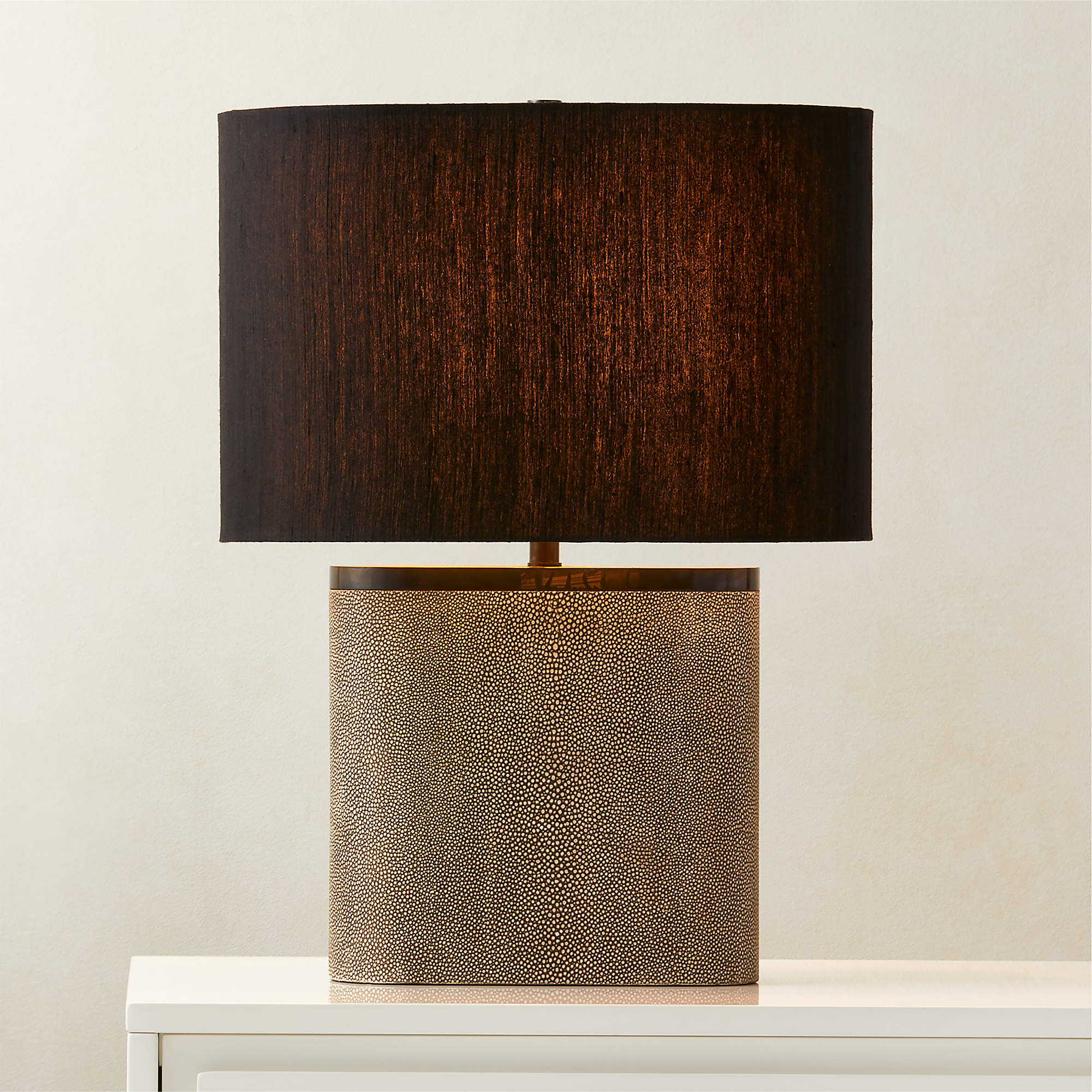 Clair Black Shagreen Leather Modern Table Lamp with Black Shade ...