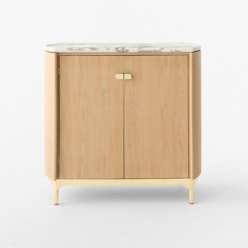 Claude Marble and Oak Wood Bar Cabinet by goop | CB2