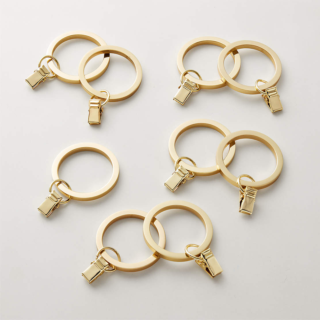 Bolt Modern Polished Brass Curtain Rings Set of 9 + Reviews | CB2