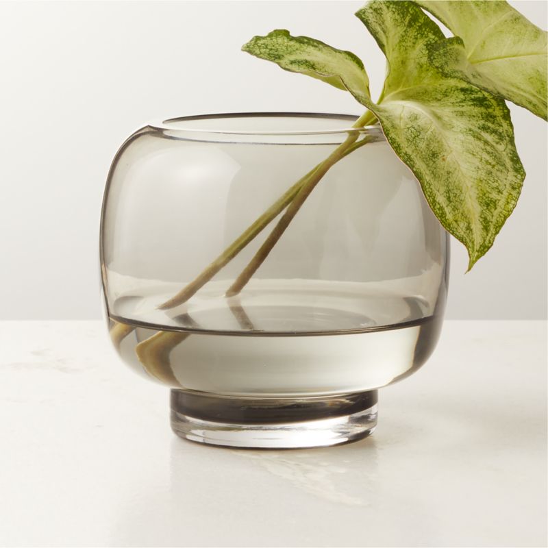 Coco Round Smoked Grey Glass Modern Votive Candle Holder + Reviews | CB2