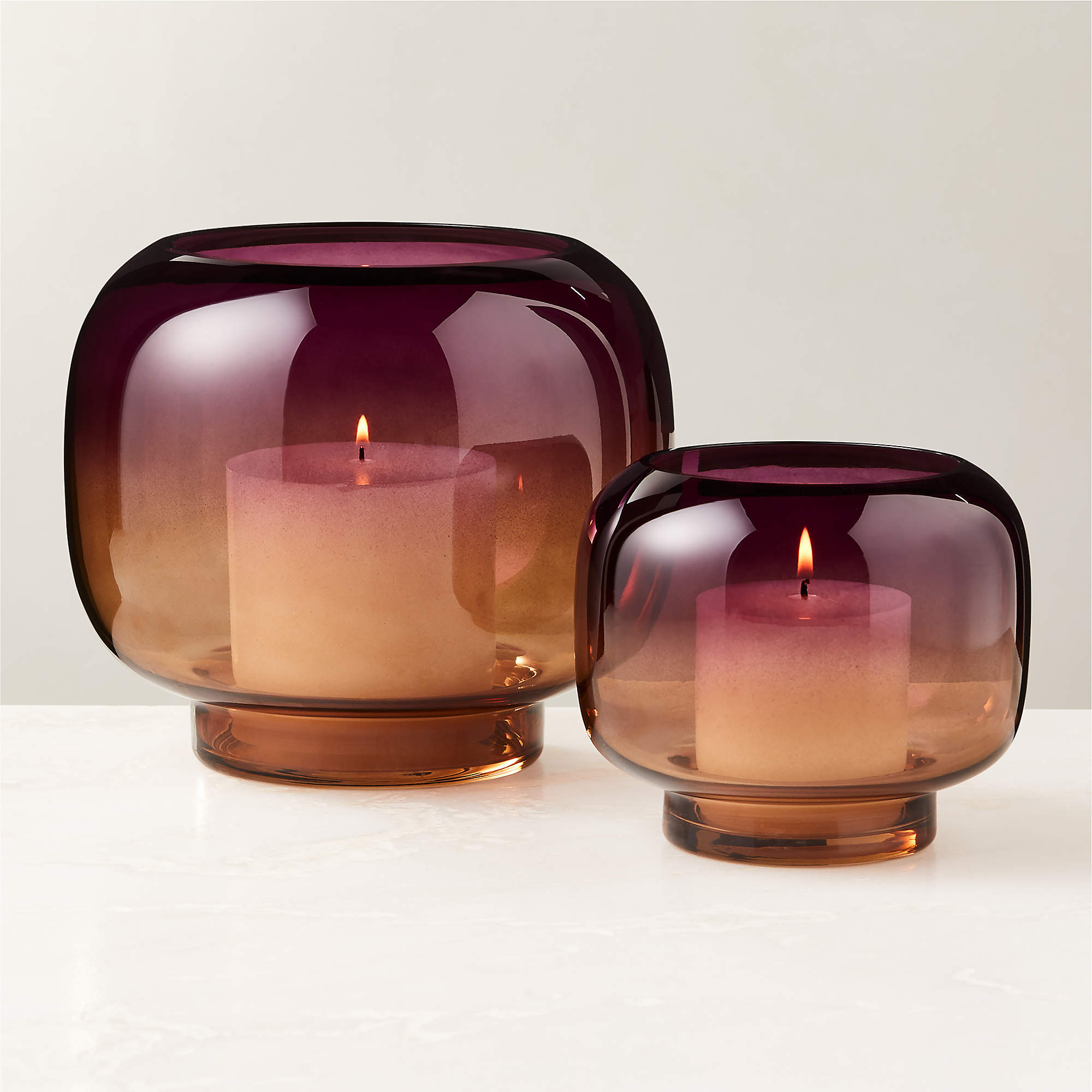 Coco Two-Toned Glass Hurricane Candle Holders by Azeeza | CB2