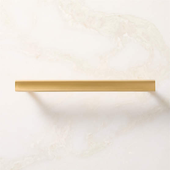Lavau Modern Brushed Brass Modern Cabinet Handle 5" + Reviews | CB2