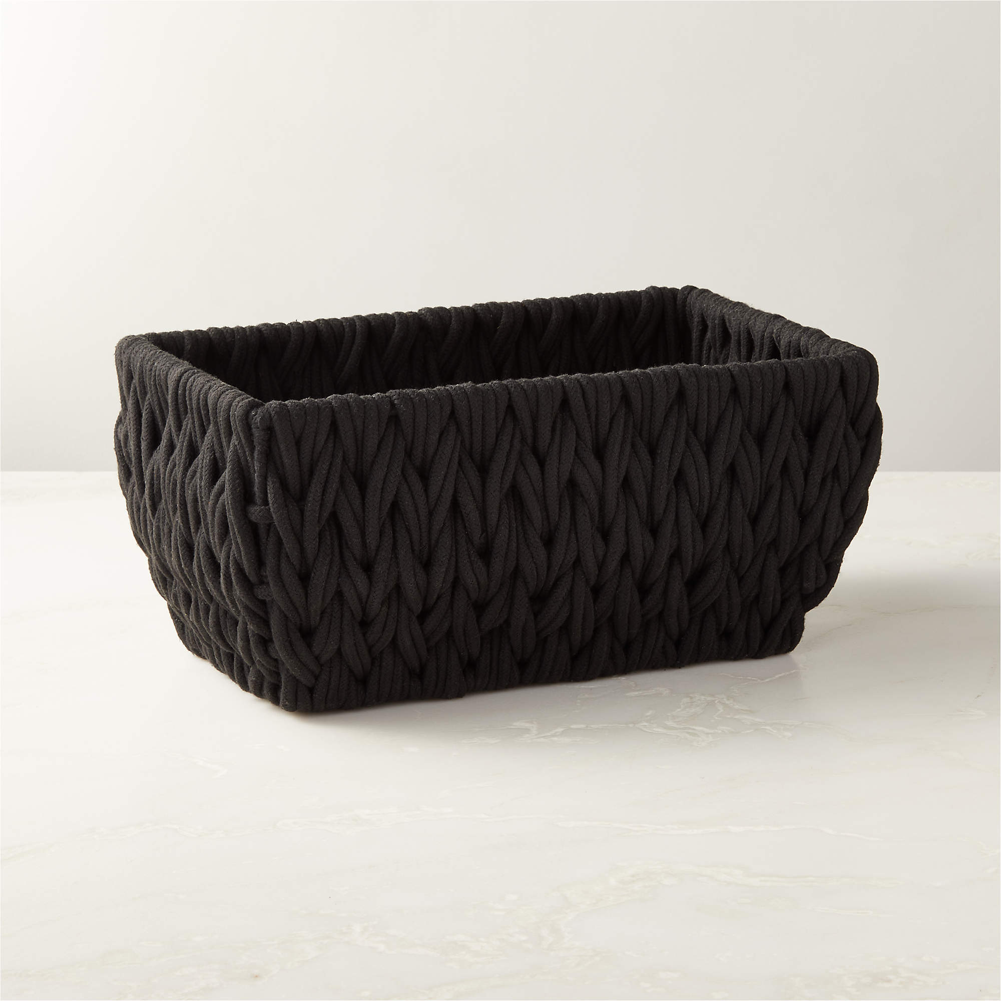 Conway Rectangular Black Cotton Storage Basket Small + Reviews | CB2