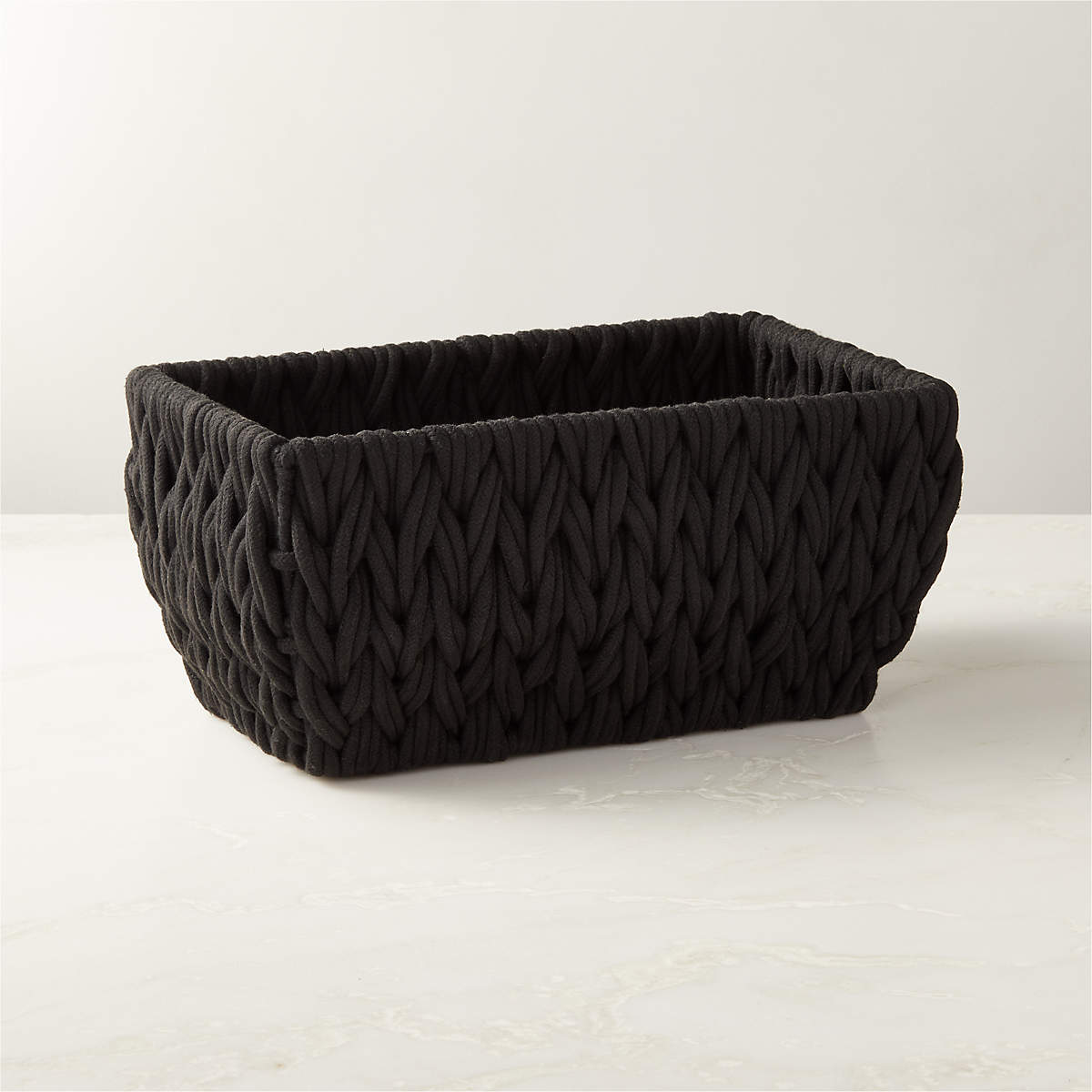 Conway Rectangular Black Cotton Storage Basket Small + Reviews | CB2