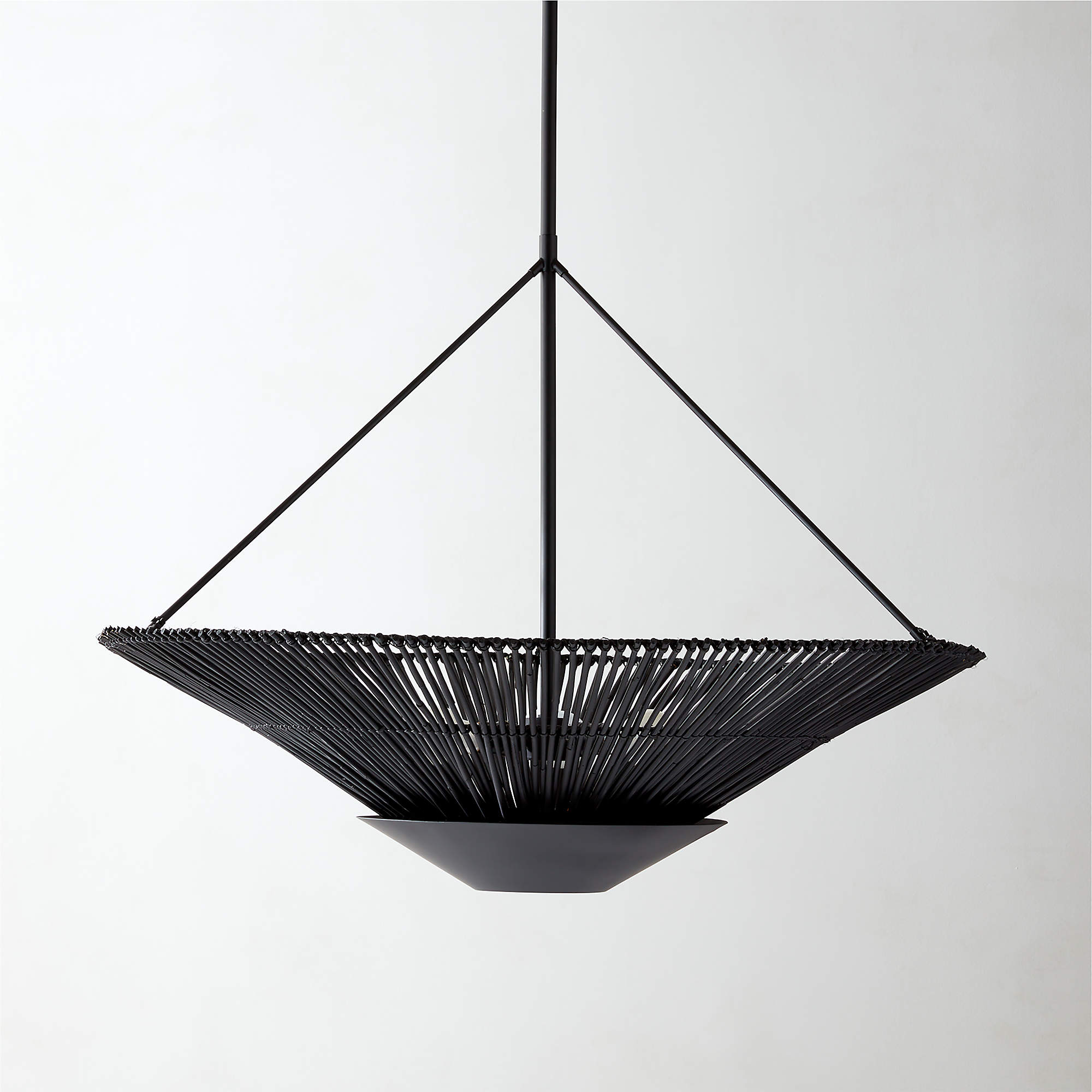 Copa Modern Black Rattan Tiered Pendant Light + Reviews | CB2
