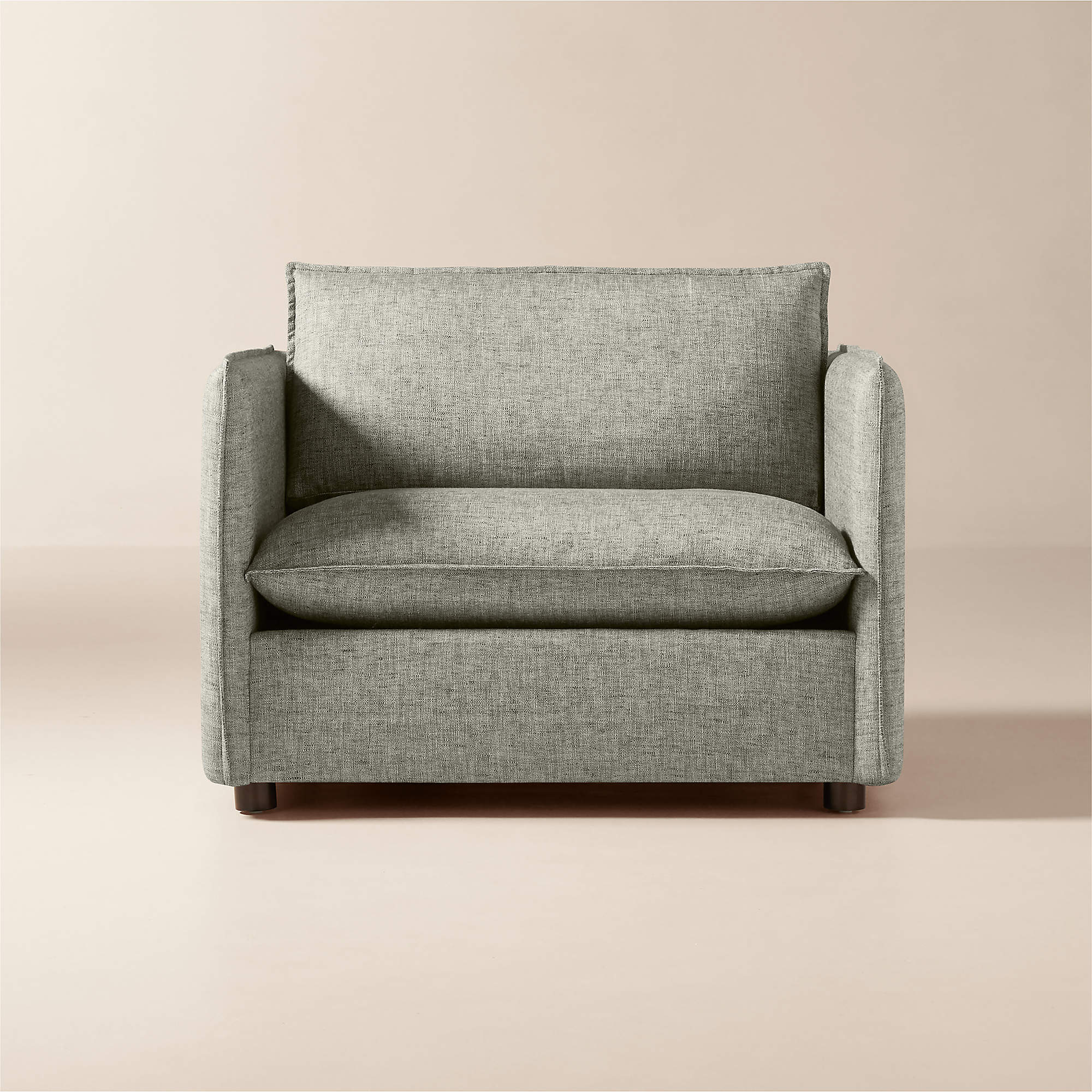 Corroy Charcoal Grey Linen Chair and a Half | CB2
