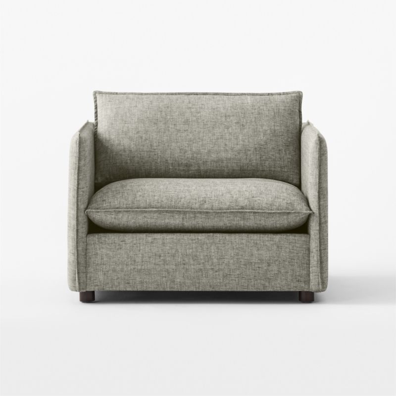 Corroy Charcoal Grey Linen Chair and a Half | CB2