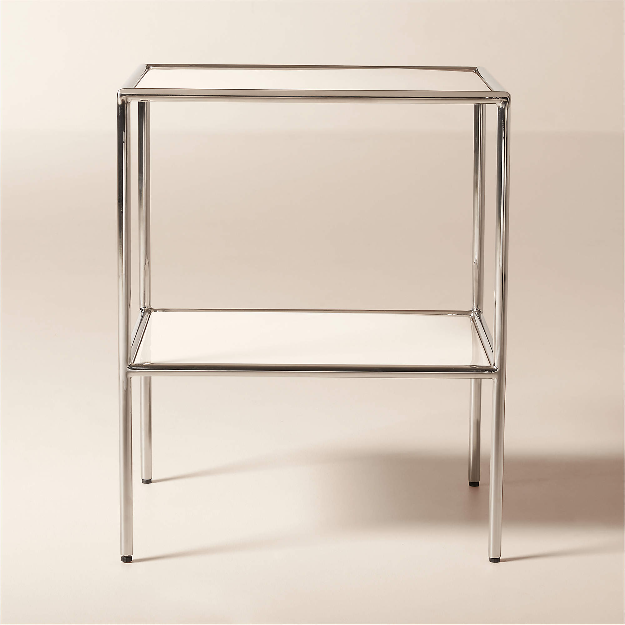 Crain Ivory Enameled Metal Side Table | CB2