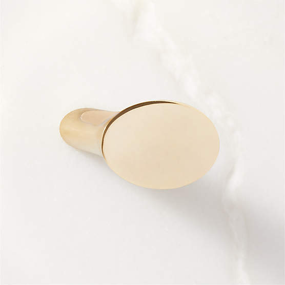 Lavau Modern Unlacquered Brass Modern Cabinet Handle 4" + Reviews | CB2