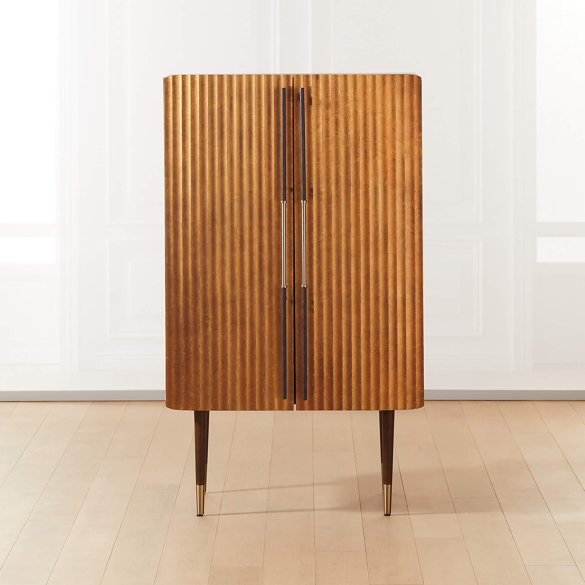 Crimped Gold Leaf Wardrobe + Reviews | CB2