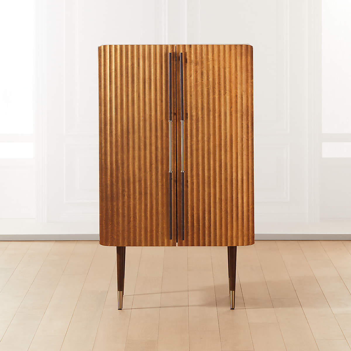 Crimped Gold Leaf Wardrobe + Reviews | CB2