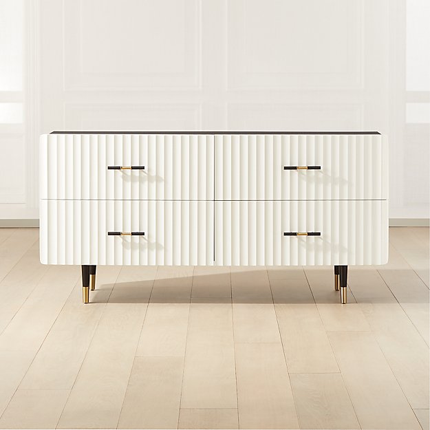 Crimped 4 Drawer White Oak Wood Dresser Reviews CB2