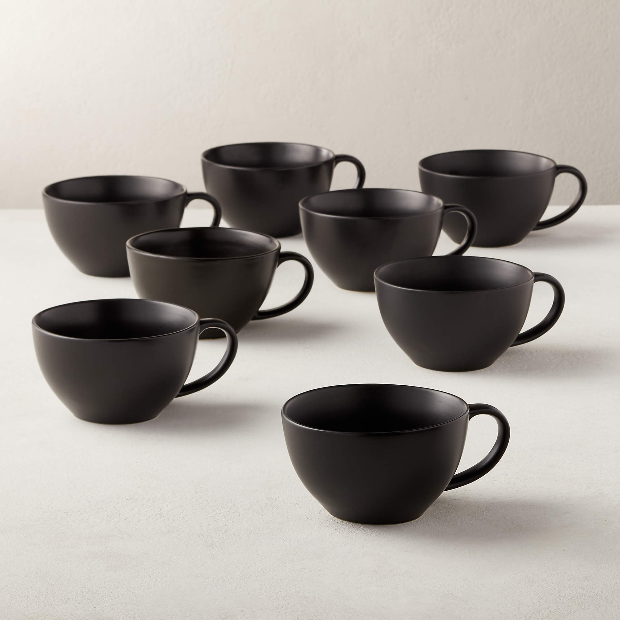 Crisp Modern Matte Black Coffee Mug Set of 8 | CB2