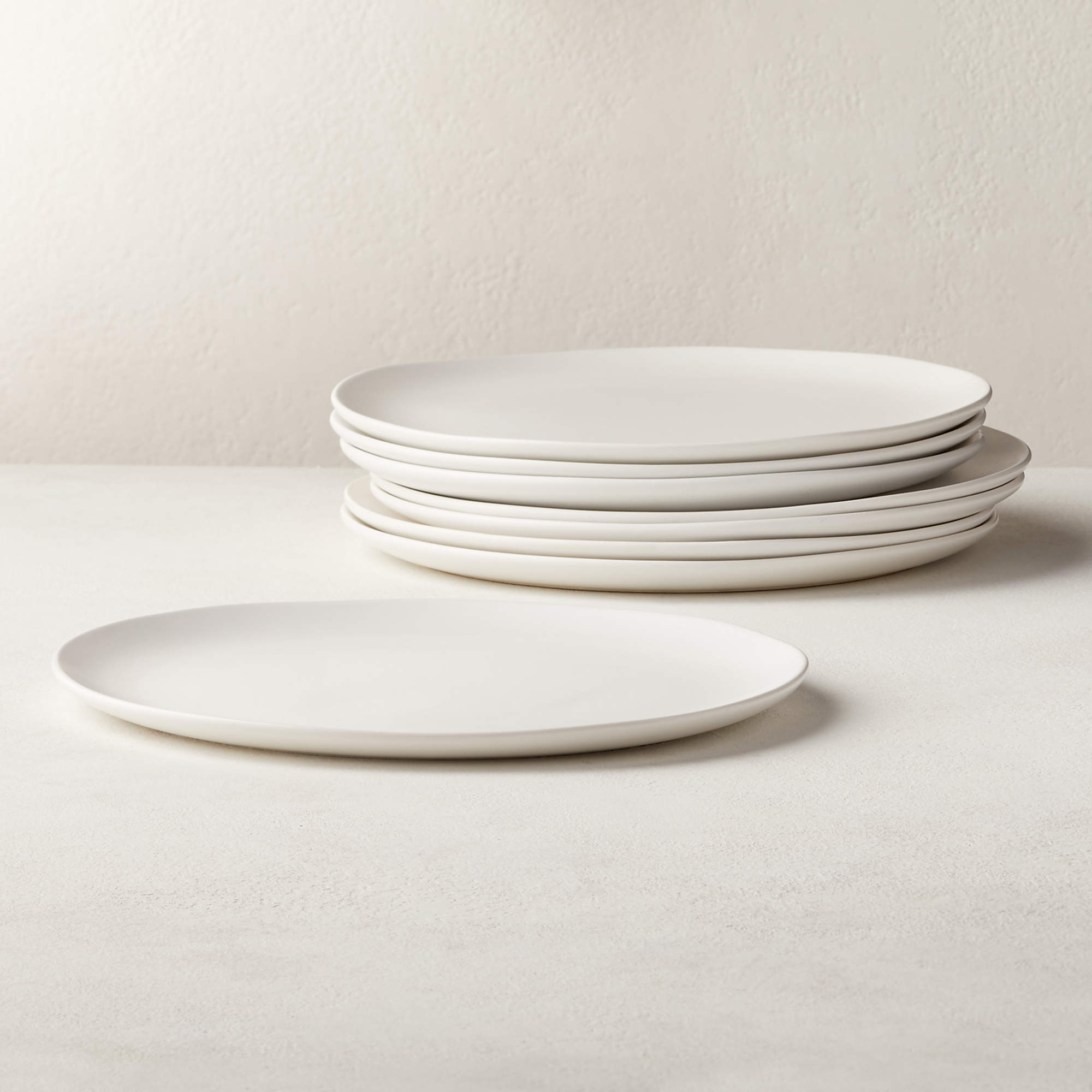 Crisp Modern Matte White Dinner Plate Set of 8 | CB2 Canada