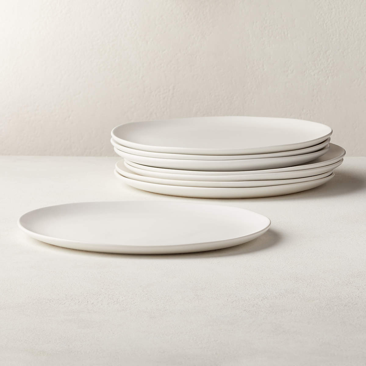 Crisp Modern Matte White Dinner Plate Set of 8 | CB2