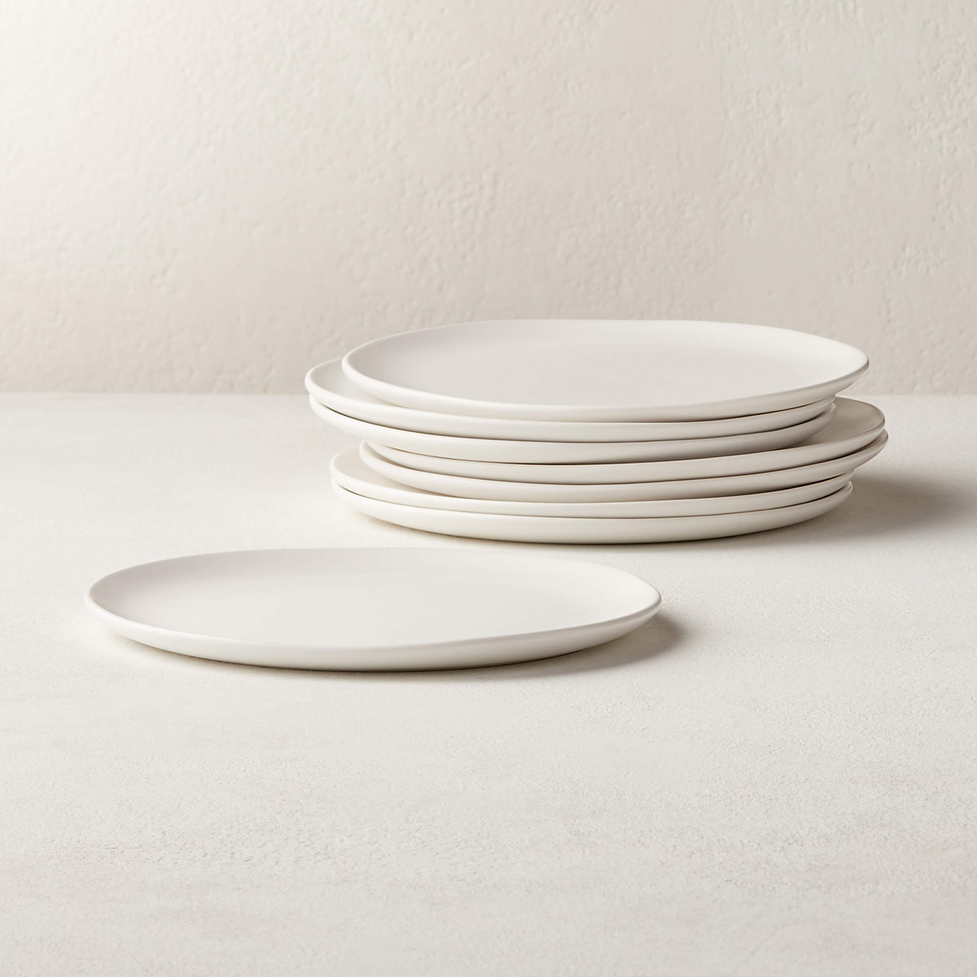 Crisp Modern Matte White Salad Plats Set of 8 + Reviews | CB2 Canada