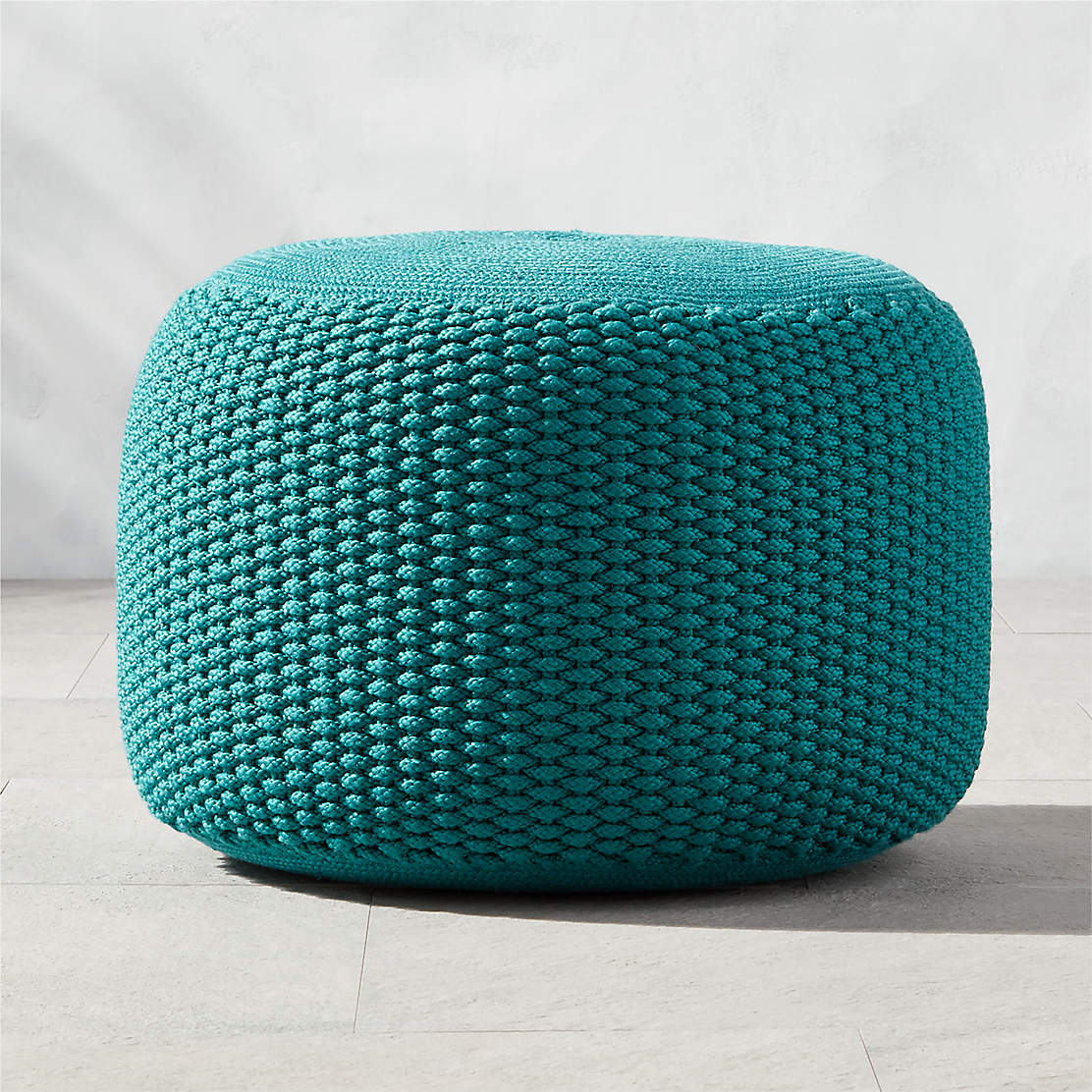 Woven Leather Pouf + Reviews | CB2