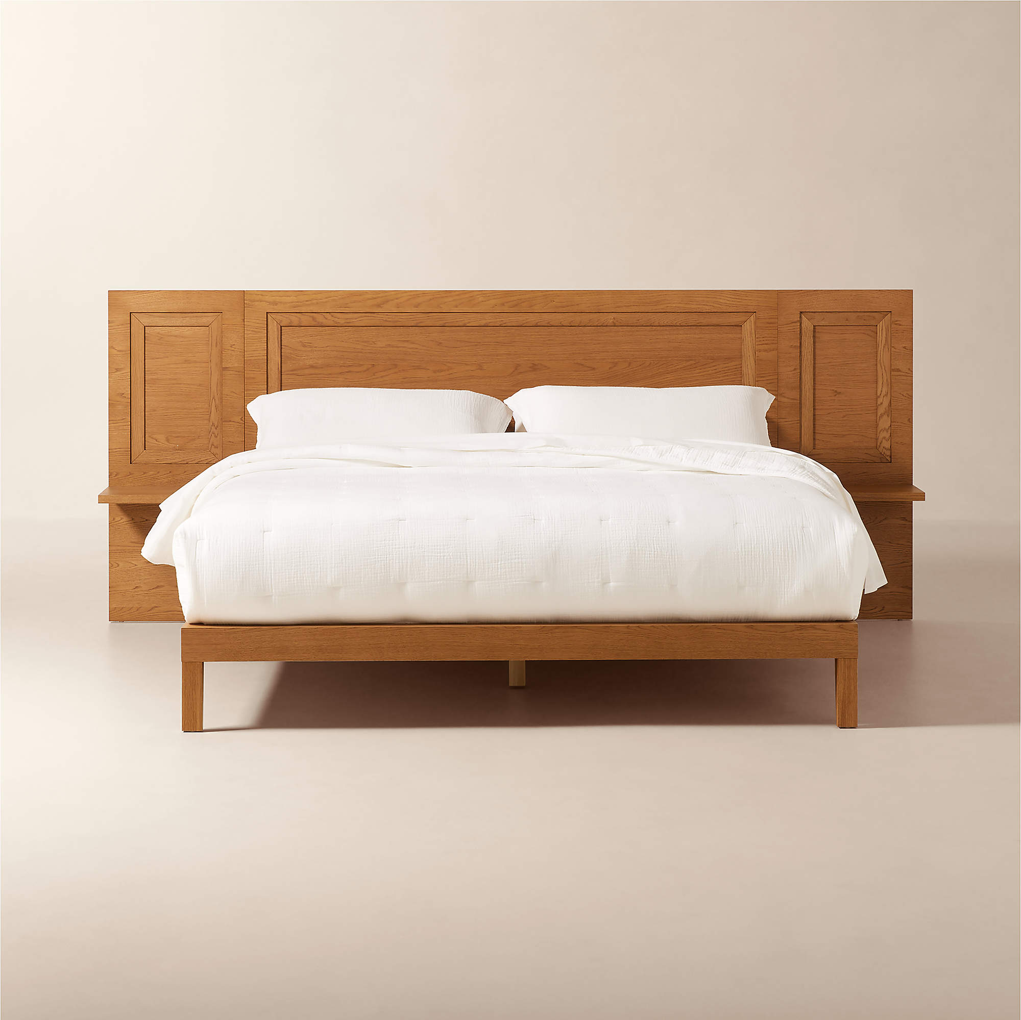 Crofton Wood King Bed with Nightstands + Reviews | CB2