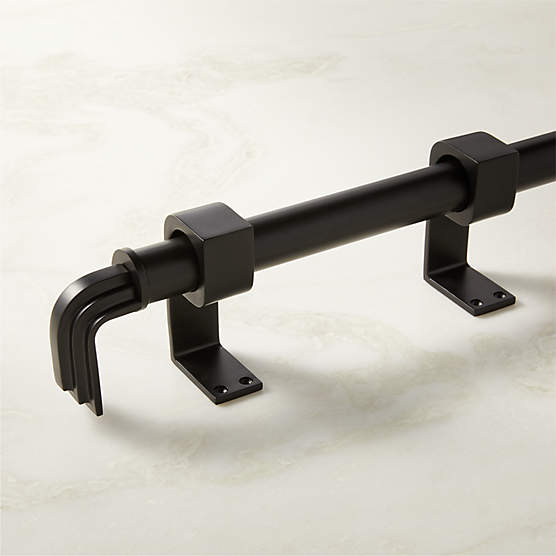 Carraway Single Matte Black Curtain Rod with Matte Black Finials 88 ...