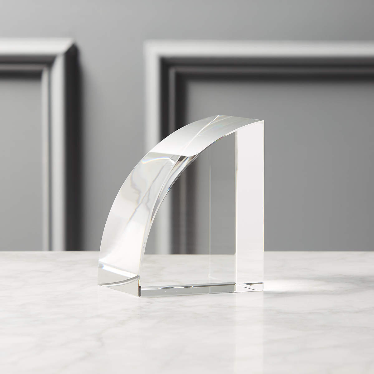 Modern Curved Crystal Glass Bookend + Reviews | CB2