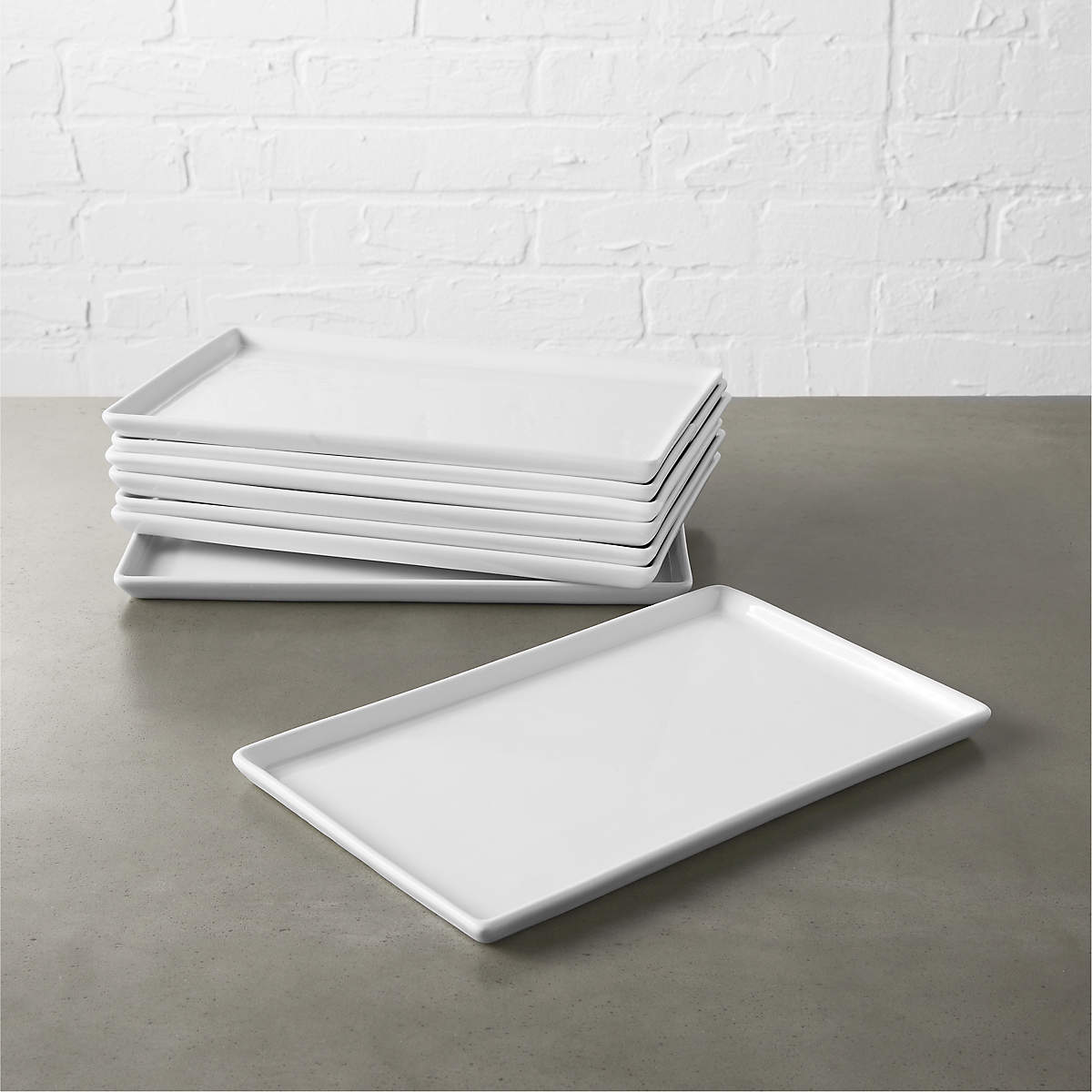 Cuatro Rectangular White Serving Platter Medium Set of 8 + Reviews | CB2