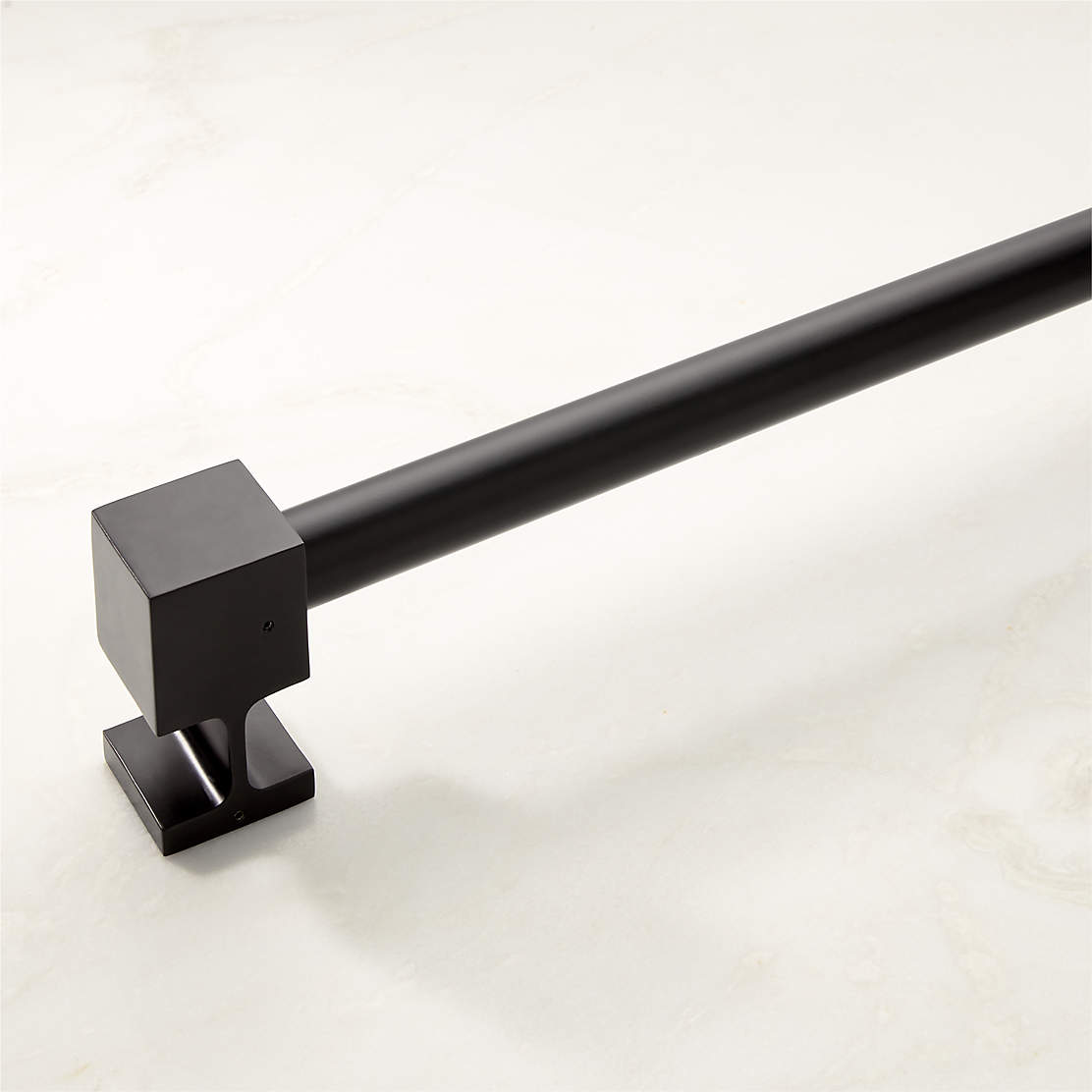 Porter Modern Single Matte Black Curtain Rod 88"-120"x1.25" + Reviews | CB2