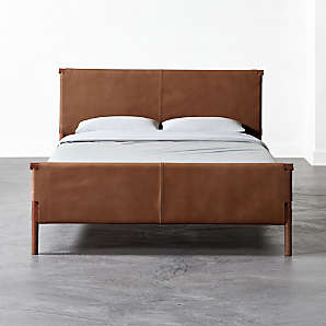 Brown suede bed frame store