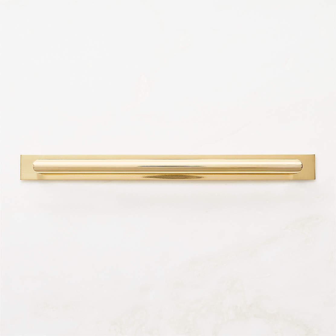 Curveaux Curved Unlacquered Brass Cabinet Handle with Backplate 12" | CB2