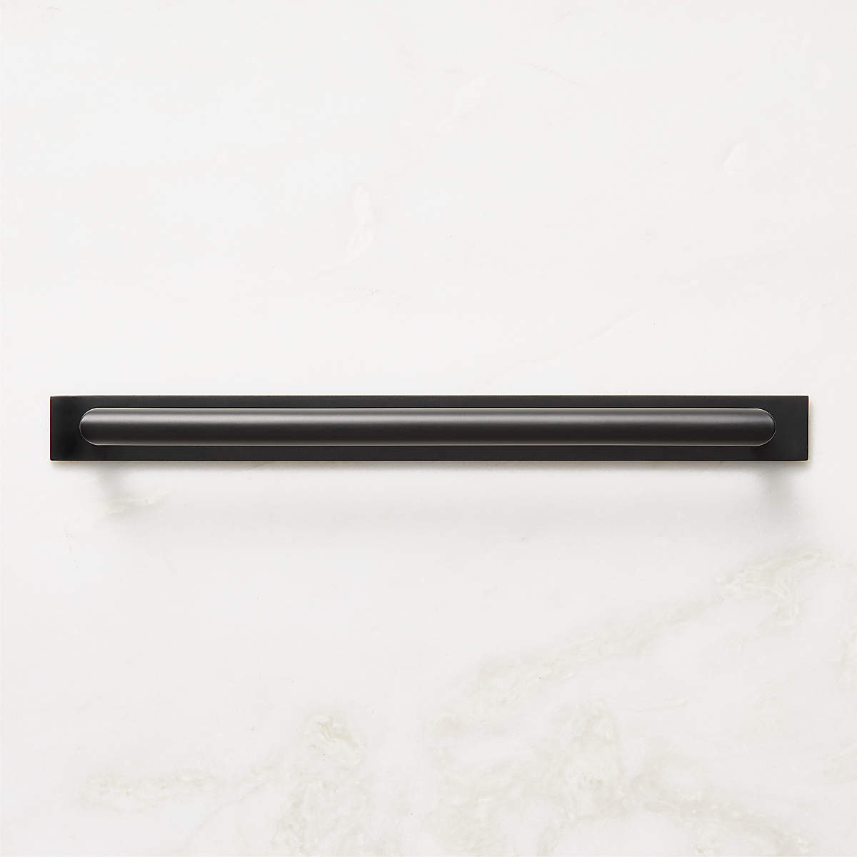 Curveaux Curved Black Cabinet Handle with Backplate 10" | CB2