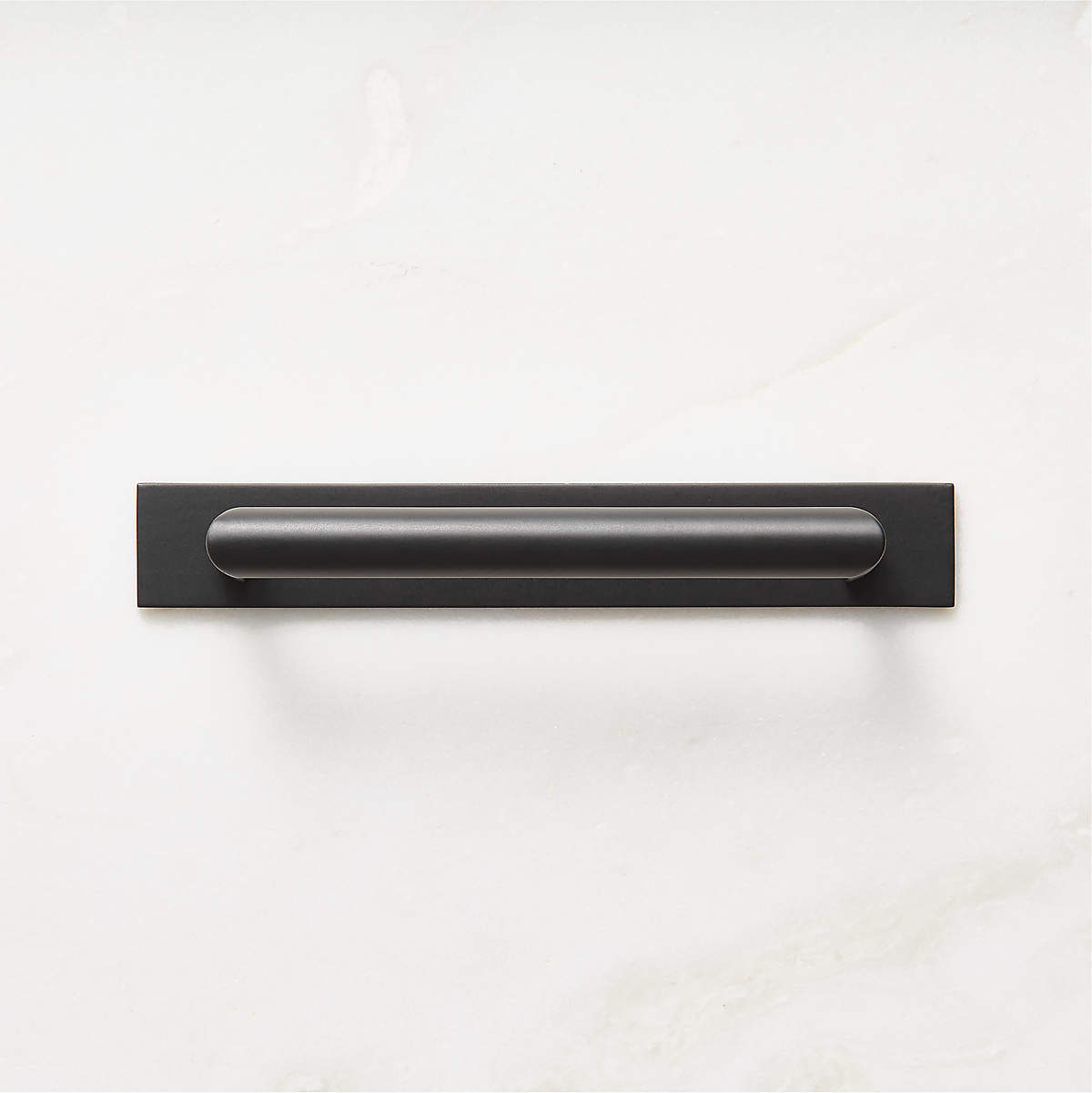 Curveaux Curved Black Cabinet Handle with Backplate 5" | CB2