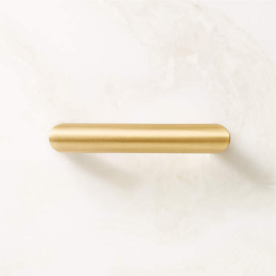 Curveaux Curved Brushed Brass Cabinet Handle 8'' + Reviews | CB2