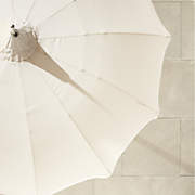 Pagoda Round Natural White Outdoor Umbrella with White Pole | CB2