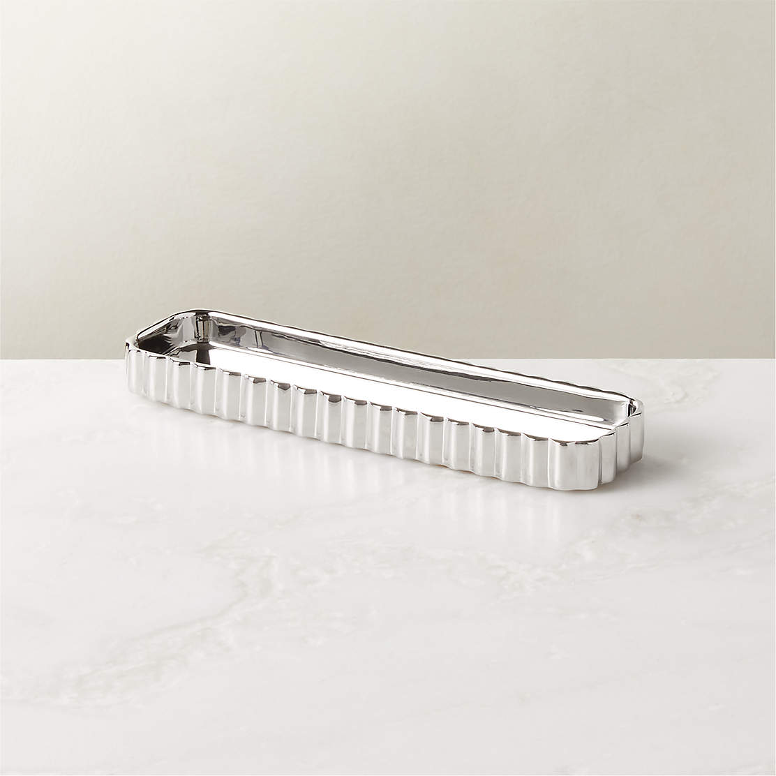 Danilo Modern Pleated Stainless Steel Letter Tray + Reviews | CB2
