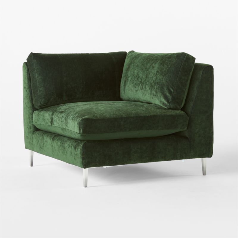 Decker Green Performance Velvet Corner Chair | CB2