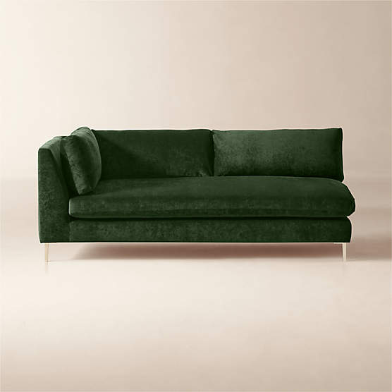 Decker Green Performance Velvet Chaise with Right Arm | CB2 Canada